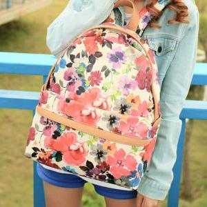 Printed Floral Backpack For Women on Luulla