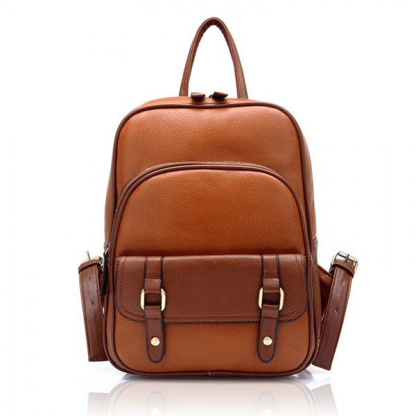 Vintage Street Style Brown Backpack For Woman on Luulla